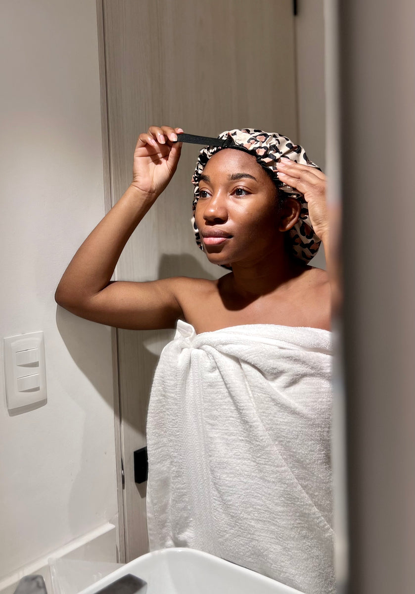 Leopard Satin Lined Shower Cap Nessa Hill Llc