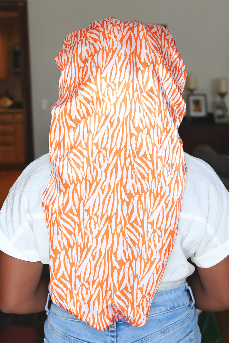 KIDS Tiger Orange Long Satin Bonnet – Nessa Hill LLC